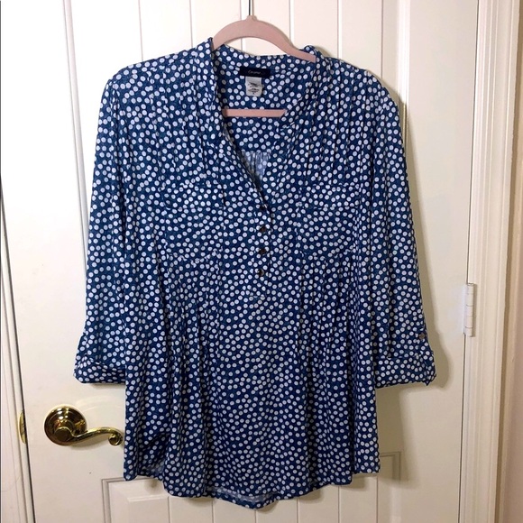 Cocomo | Tops | Cocomo Navy And White Polka Dot Blouse | Poshmark